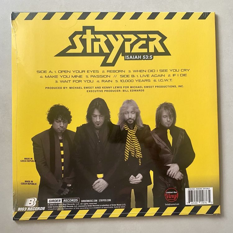 Stryper - Reborn - Yellow & Black Swirl Vinyl - Limited 300 (Neu und ...