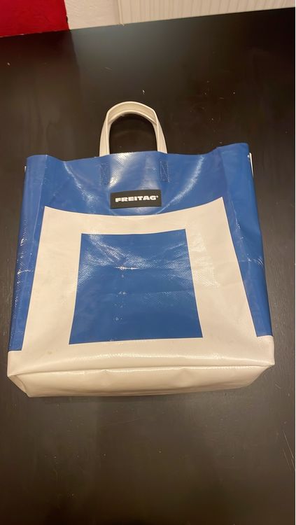 Freitag bag, blue and white, recycled truck tarp, summer (Gebraucht) in ...
