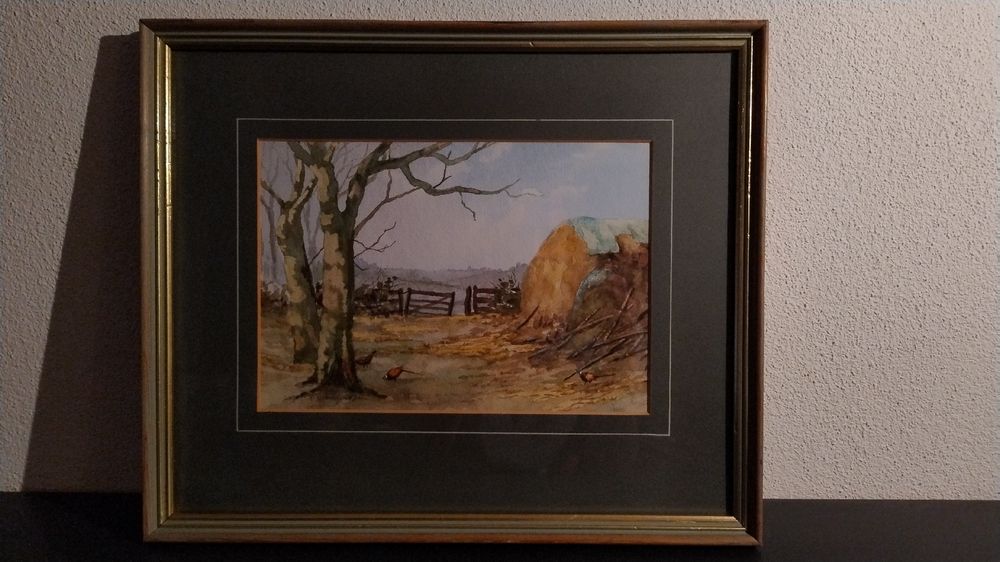 The stackyard. Original Watercolor Country Landscape (Gebraucht) in ...