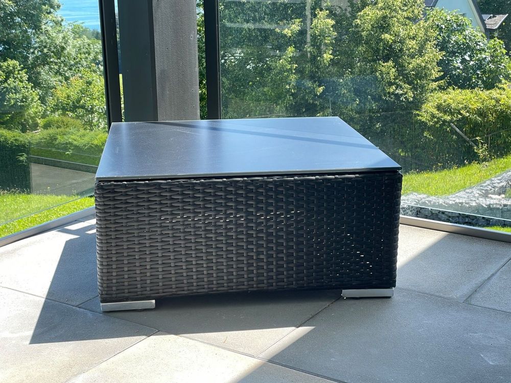 RATTAN - BALKONTISCH MIT GLASPLATTE | Kaufen auf Ricardo