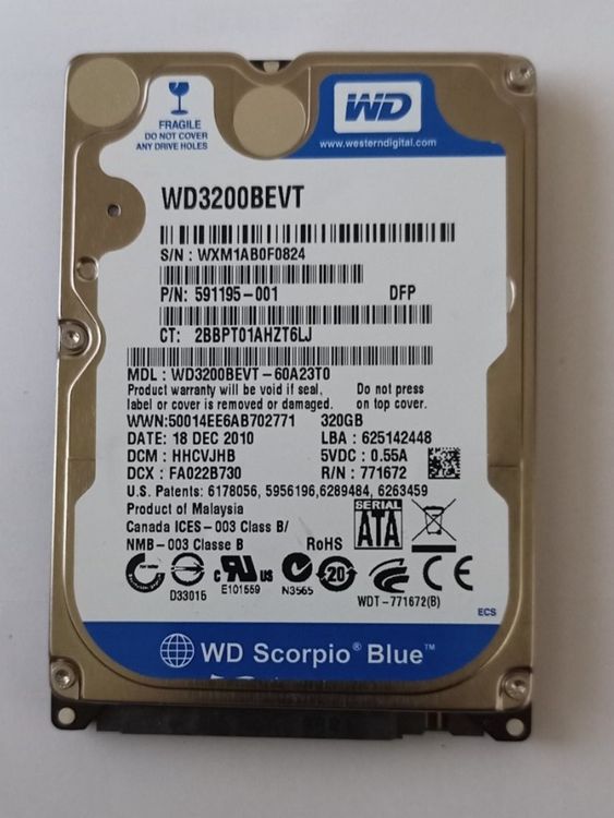 WD Scorpio Blue / WD3200BEVT 320 GB SATA / 300 5400 PRM | Kaufen auf Ricardo