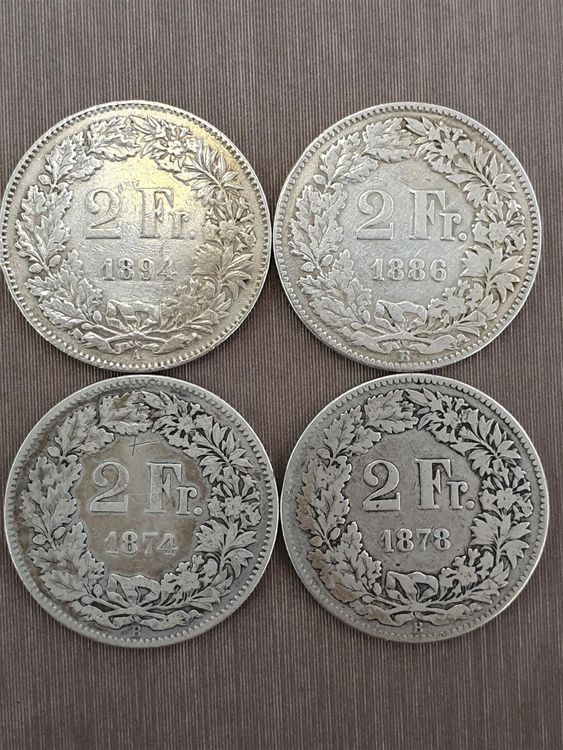 2 Franken 1874 1878 1886 1894 (Gebraucht) in St. Gallen für CHF 41 – mit Lieferung auf Ricardo ...