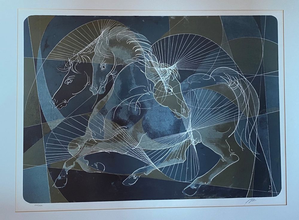 Hans Erni Lithografie «3 Pferde in Blau» (Gebraucht) in Brütten für CHF 450 – nur Abholung auf ...