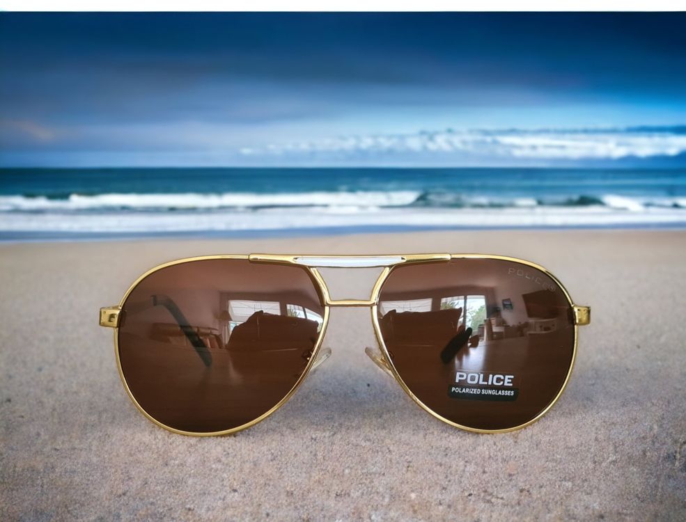 Lunettes de soleil "Police" (Doré/Blanc) Made in Italie (Neu und ...