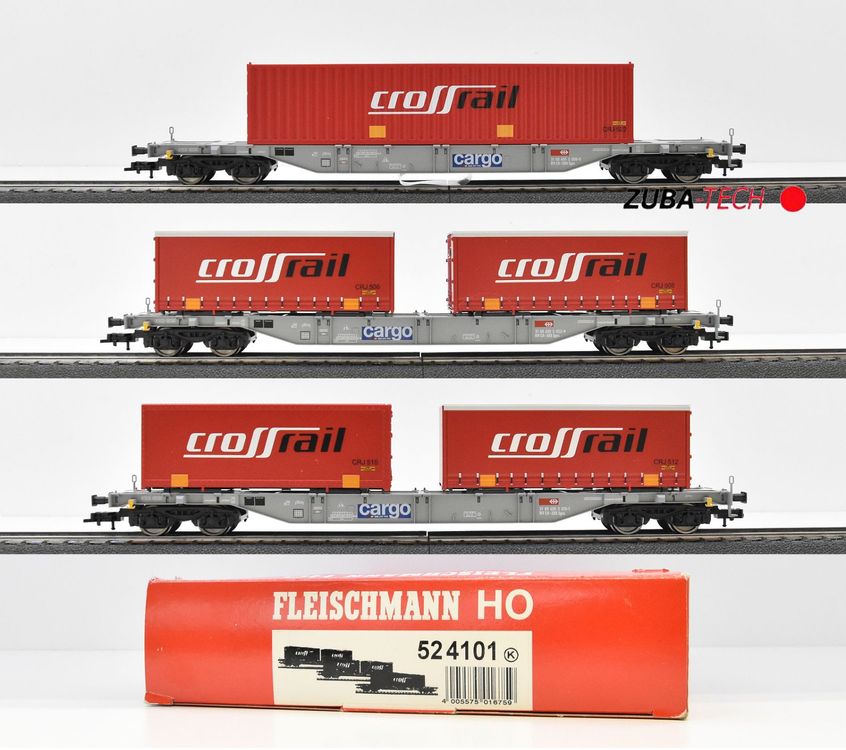 Fleischmann 524101 Containerwagen-Set Crossrail H0 GS OVP (Neu (gemäss Beschreibung)) in St ...
