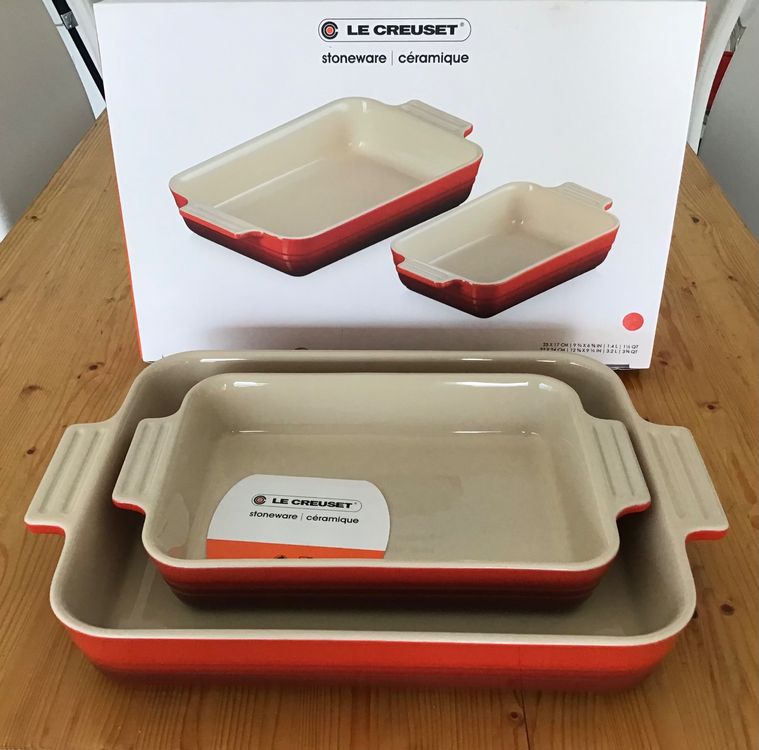 Le Creuset Auflaufformen 2er Set, Kirschrot, NEU, unbenutzt (Neu und originalverpackt) in ...