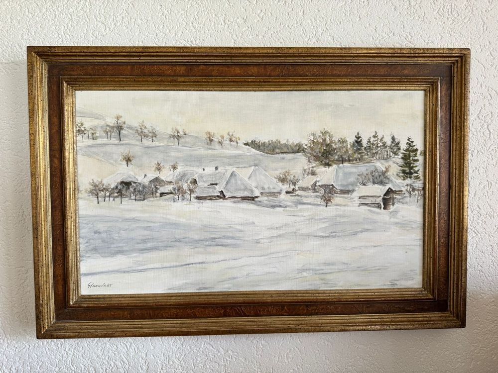 Gemälde Winterlandschaft signiert 44x67 | Kaufen auf Ricardo