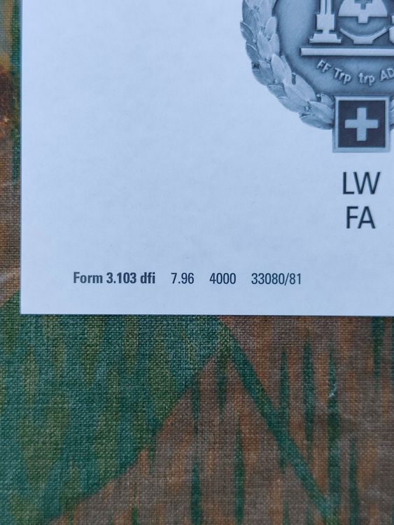 Formular 03.103 dfi, BERETEMBLEME DER SCHWEIZER ARMEE (ohne (Gebraucht ...