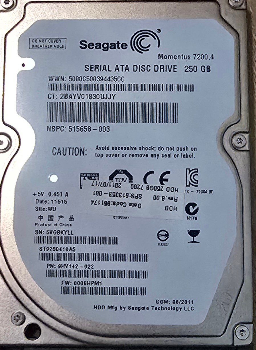 Seagate 250 GB (2.5-Zoll / ST9250410AS) (Gebraucht) in Bremgarten AG ...