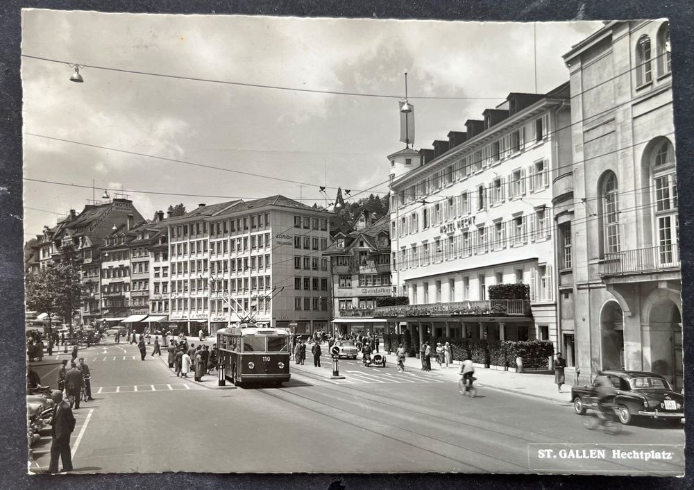 St. Gallen Hechtplatz/ Trolleybus/ Oldtimer Autos/ 1967 (Gebraucht) in ...