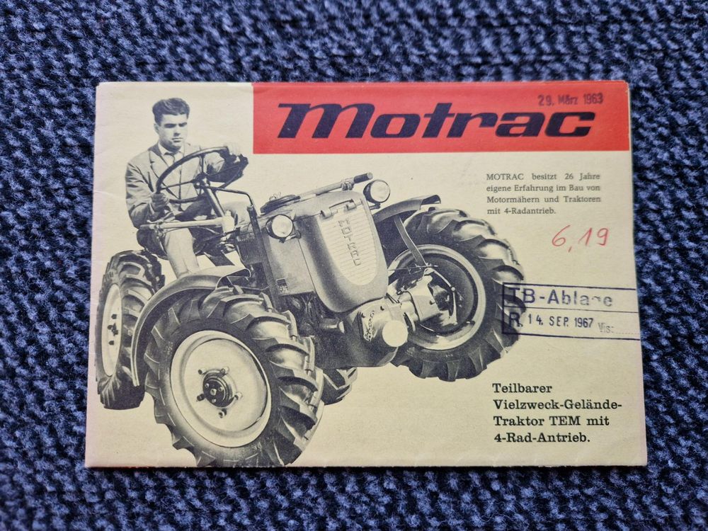 Original Prospekt Motrac Traktor / Transporter / Motormäher (Gebraucht ...
