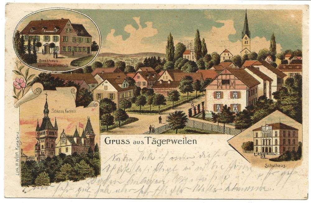 Gruss aus Tägewilen (TG) Gasthaus Steinbock - Litho - 1901 | Kaufen auf Ricardo