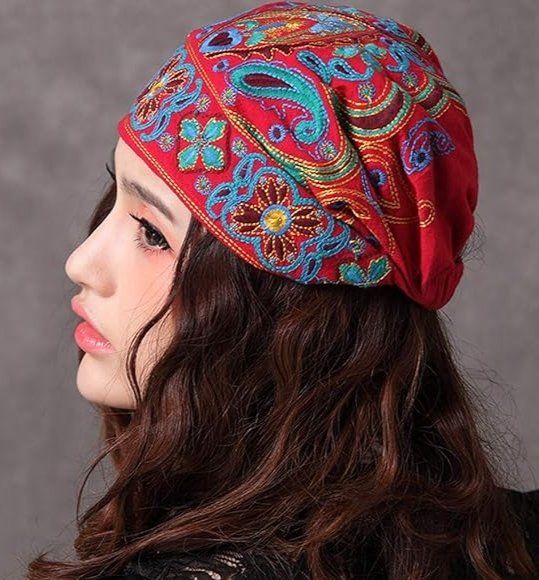 Ethno bestickter Sommerhut Cap Mütze Tuch Hut Bandana Cotton (Neu ...