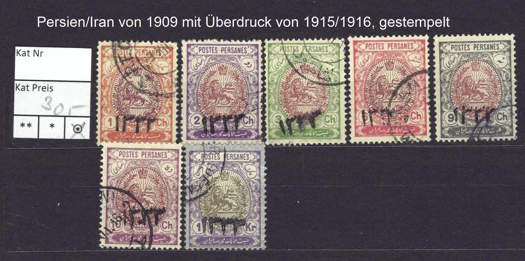Persien/Iran 1909 m Überdruck von 1915/16 gest (Gebraucht) in Basel für ...