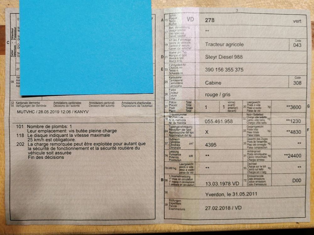 Steyr 988 Traktor allrad 4x4 85 PS (Gebraucht) in Wattenwil für CHF ...