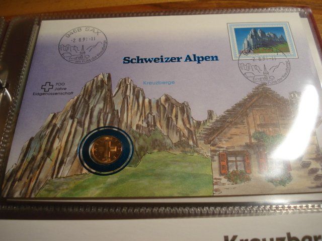 Münzbrief Schweizer Alpen "Kreuzberge" 1991, o SAX. 1 Rp | Kaufen auf Ricardo