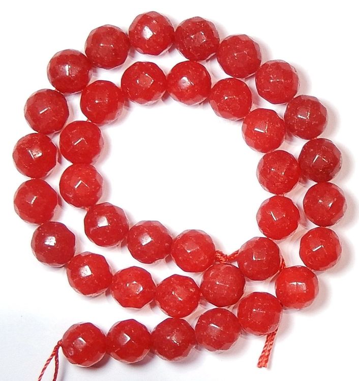 1 Strang echte natürliche rote Jade Perlen 10 mm facettiert (Neu ...