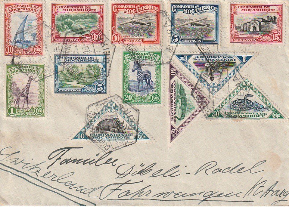 2 Luftpost-Briefe, Mocambique Beira - Schweiz, 1939, (Gebraucht) in Aarburg für CHF 5 – mit ...