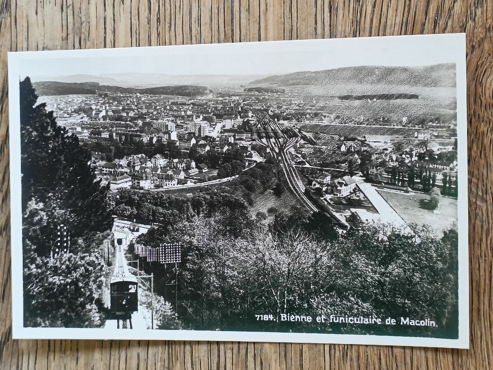 Photo Karte / Bienne et funiculaire de Macolin ca. 1930 (Gebraucht) in ...
