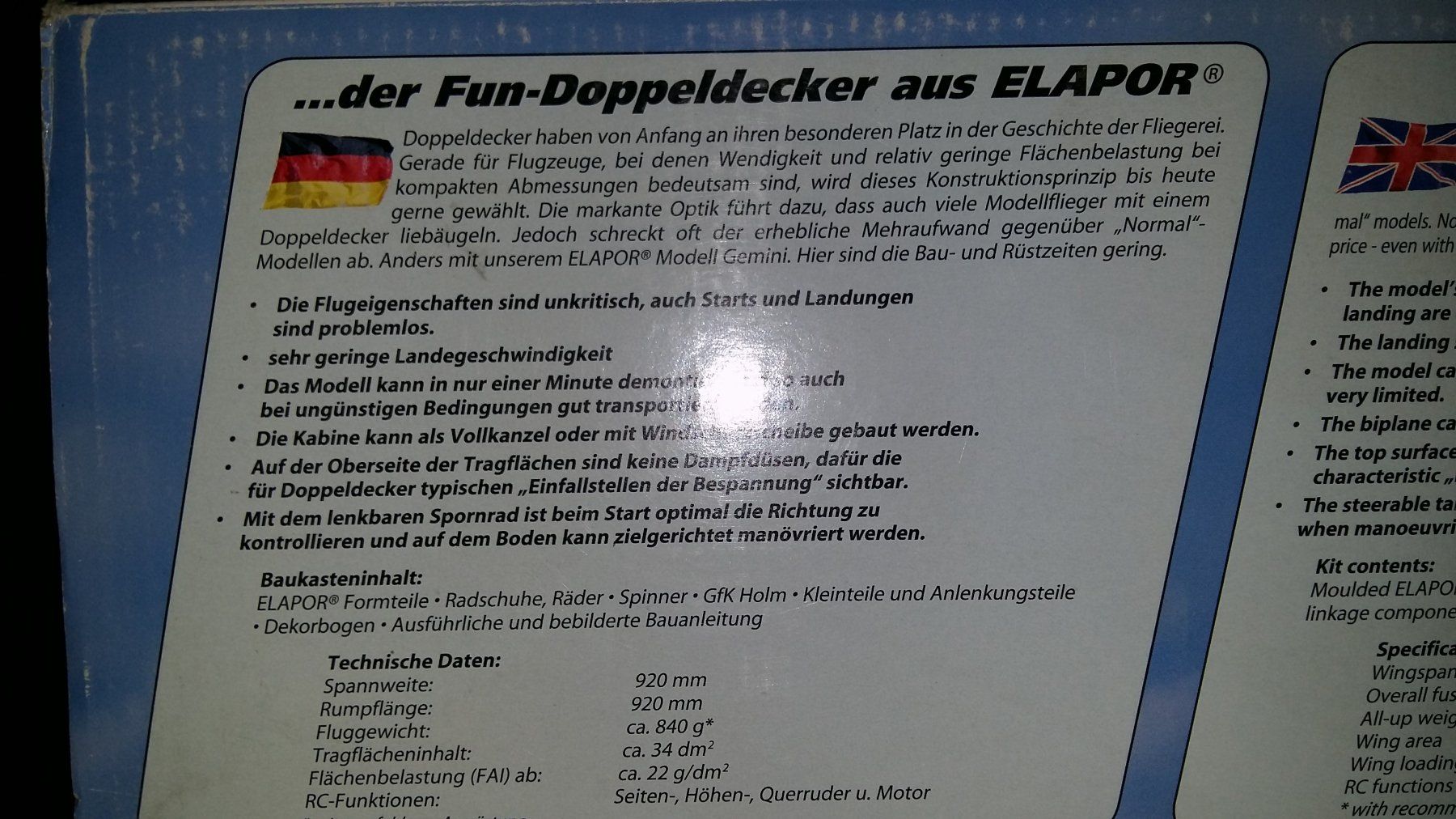 Multiplex Gemini BK - der Fun-Doppeldecker aus Elapor® (Neu und ...