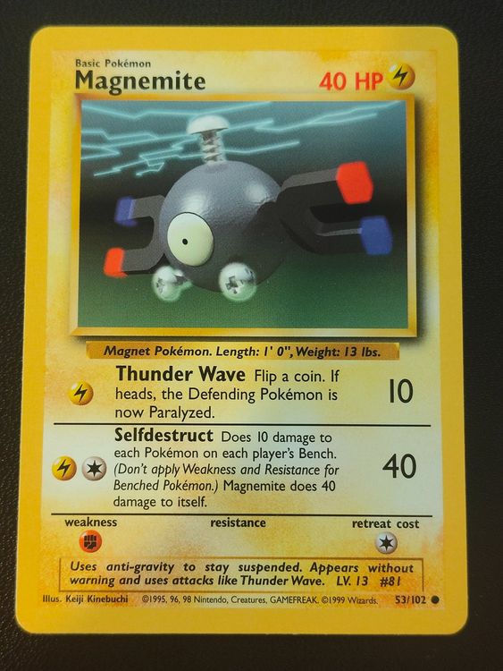 Magnemite 53 1999 Pokemon Base Set Unlimited NM English (Neu (gemäss ...