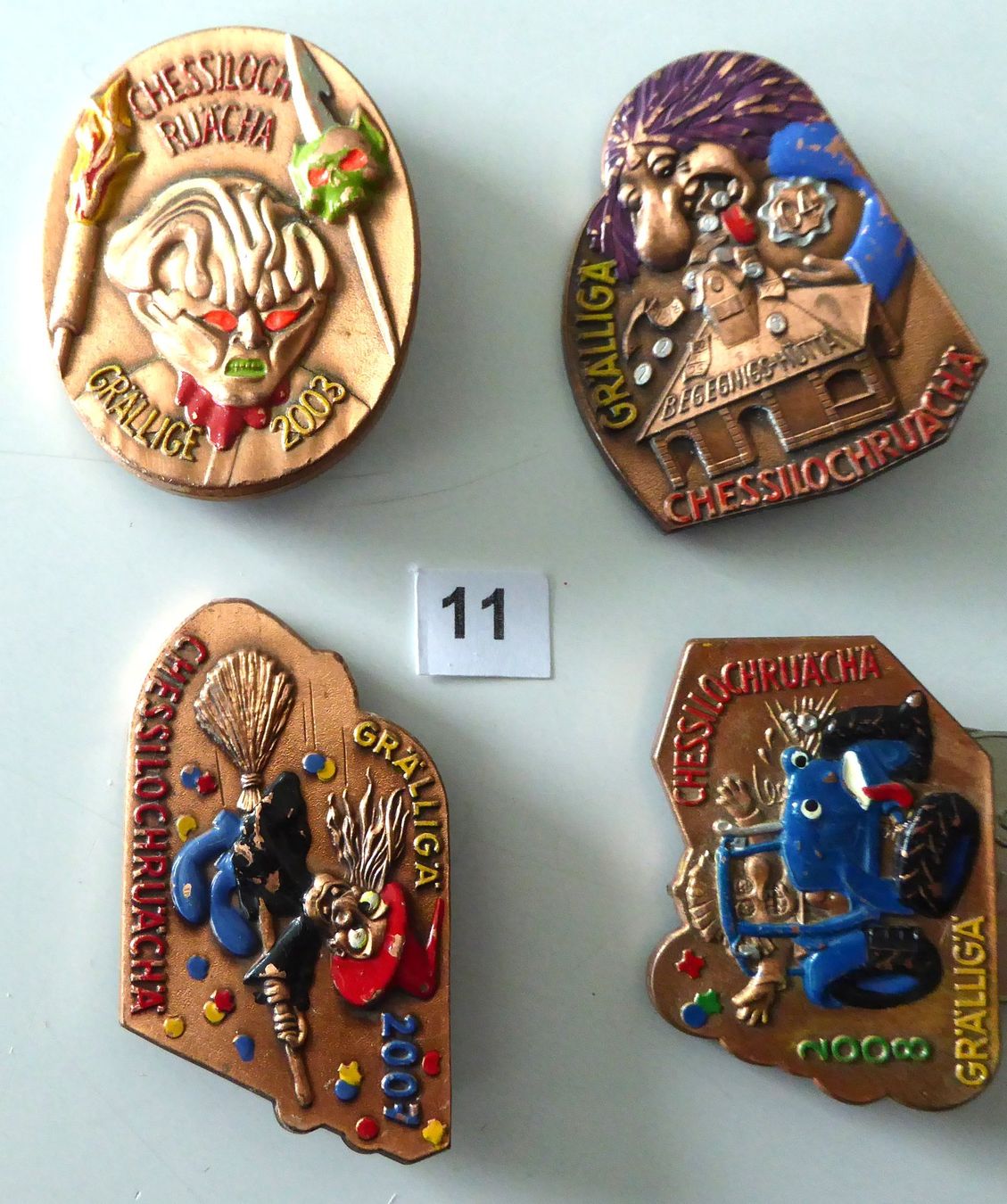 Fasnachtsplaketten Grellingen Chessilochruchä 2003,04,07,08 (Gebraucht ...