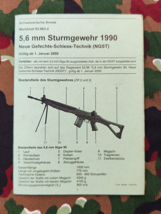 Merkblatt 53.96/I d, 5,6 mm Stgw 90 NGST (Gebraucht) in Bauma für CHF 4 ...