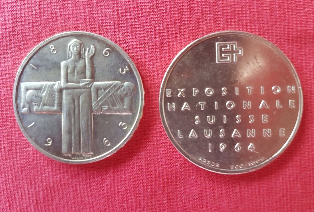 5 Fr Silber Gedenkm. 1963 + SM Expo Lausanne 1964 ab 1 Fr !! (Gebraucht) in Camignolo für CHF 16 ...