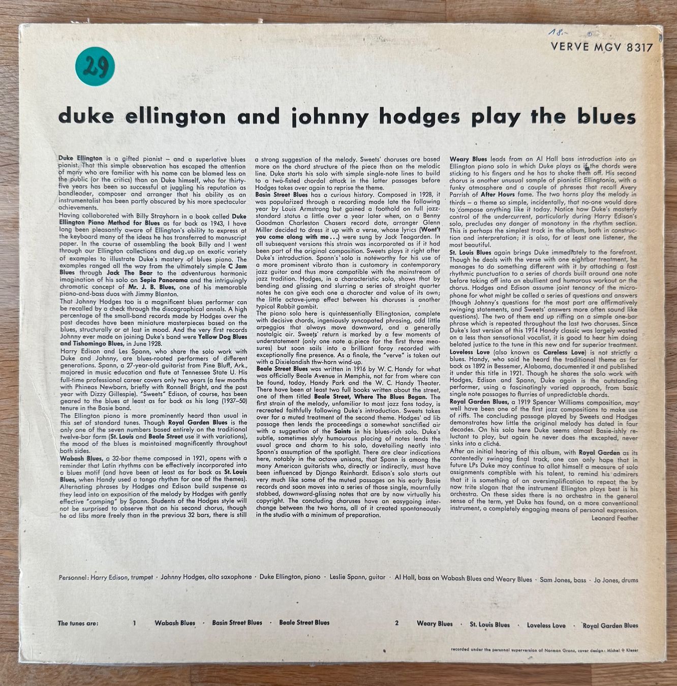 Duke Ellington & Johnny Hodges - Play The Blues Schallplatte (Gebraucht ...