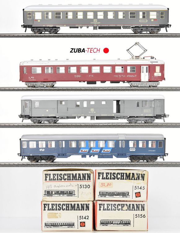 Fleischmann 4x Reisezugwagen SBB/FS/NS H0 GS mit OVP (Gebraucht) in St ...