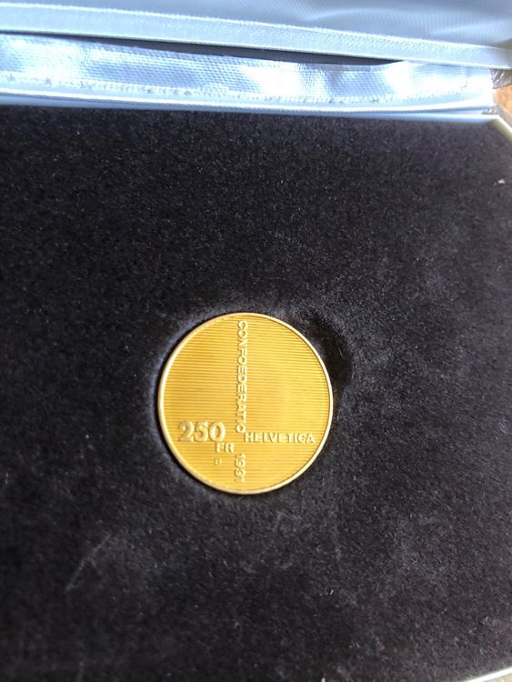 250 Fr.Goldmünze „700 Jahre Schweiz 1291-1991 (Gebraucht) in St Gallen für CHF 420 – mit ...