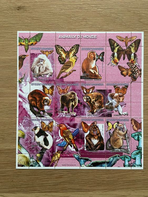 BLOC DE 9 TIMBRES / ANIMAUX DU MONDE / MADAGASCAR | Kaufen auf Ricardo