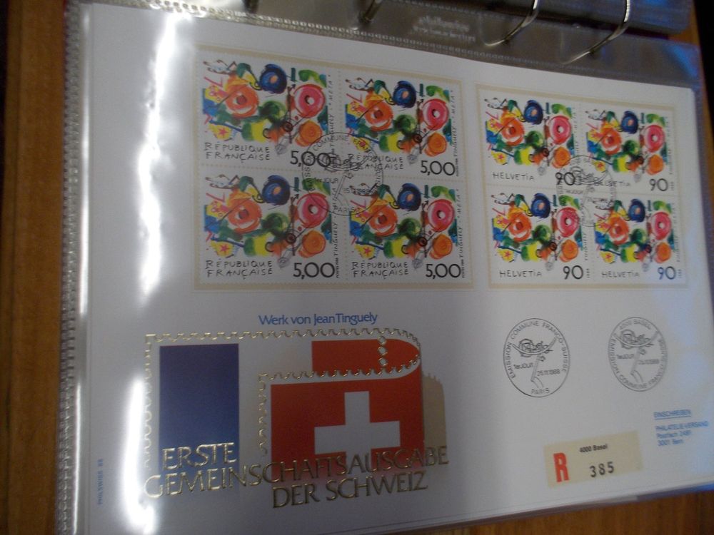 FDC Grossbrief Tinguely Marke CH-Frankreich 1988, 4erblock | Kaufen auf Ricardo