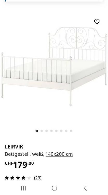 Romantisches Ikea Leirvik Bett 140x200 cm mit Lattenrost (Gebraucht) in ...