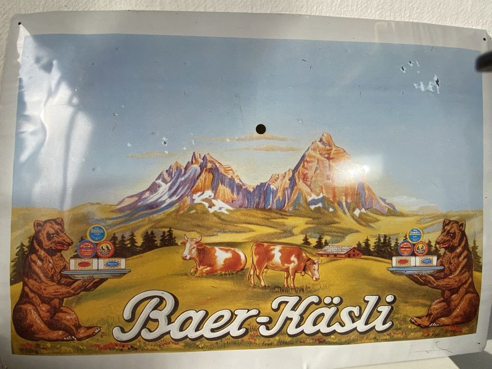 Werbeschild BAER-KÄSLI, Blechschld mit Relief (Gebraucht) in Utzigen ...