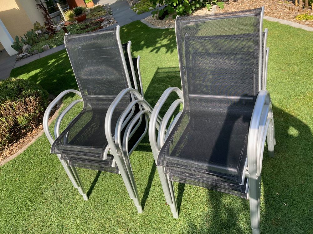 6 Stk Alu Gartenstühle Stapelbar Gebraucht Gebraucht In
