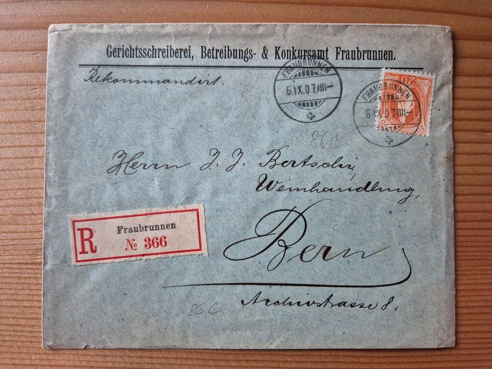 CH-R-Brief Fraubrunnen-Bern aus 1907 Zustand gemäss Bilder (Gebraucht) in Oberuzwil für CHF 1 ...