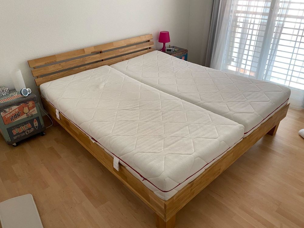 Doppelbett mit Matrazen und Rost 90/200 | Kaufen auf Ricardo