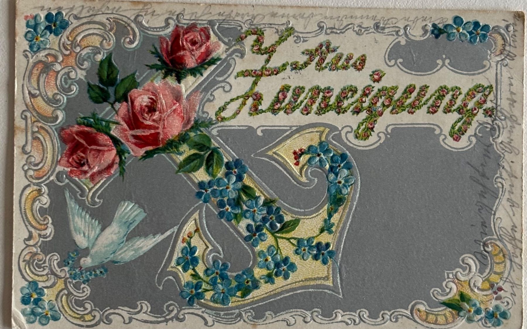 Silber Prägedruck, Taube, Rosen, Vollstempel Kirchleerau AG (Gebraucht ...