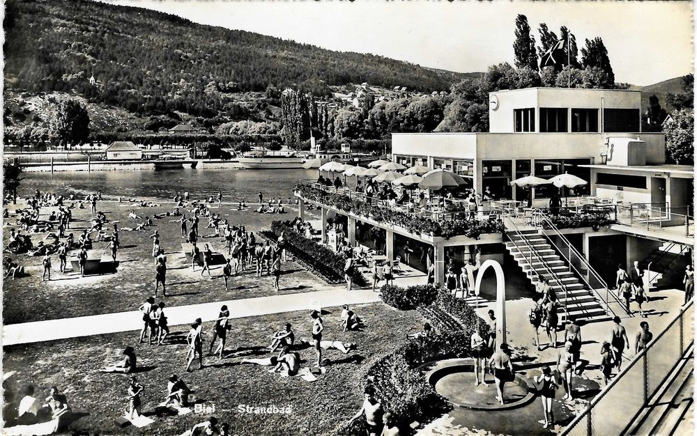Biel BE Strandbad Flugaufnahme Nr.4758 ,1950 | Kaufen auf Ricardo