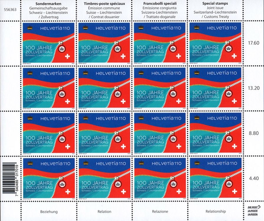 Bogen Zollvertrag Schweiz-Liechtenstein** 2023 (Neu (gemäss Beschreibung)) in Dottikon für CHF ...