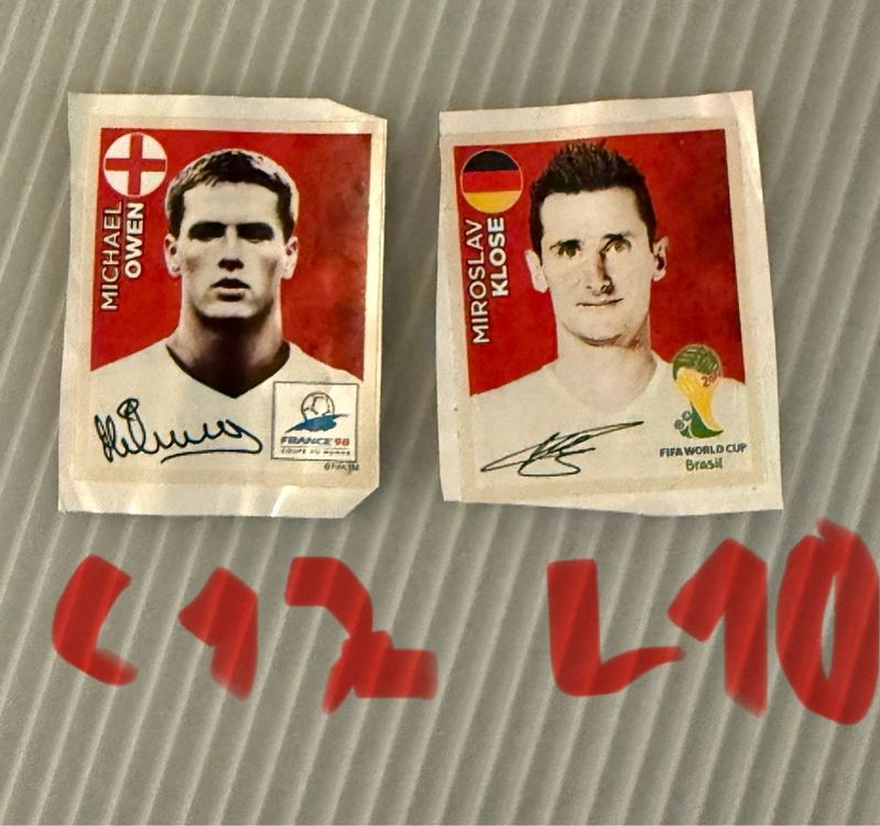 Lot de 2 stickers foot rares: Owen et Klose - État correct (Neuf (Voir ...