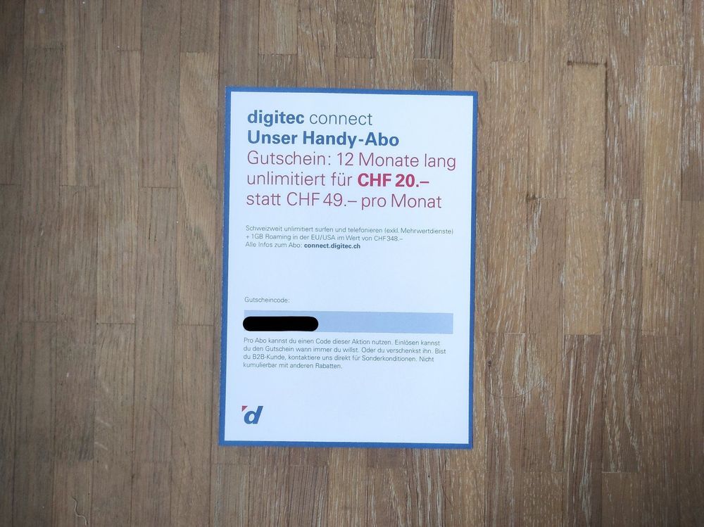 Digitec Connect Gutschein / Bon (Gebraucht) in Neuchâtel für CHF 13 ...