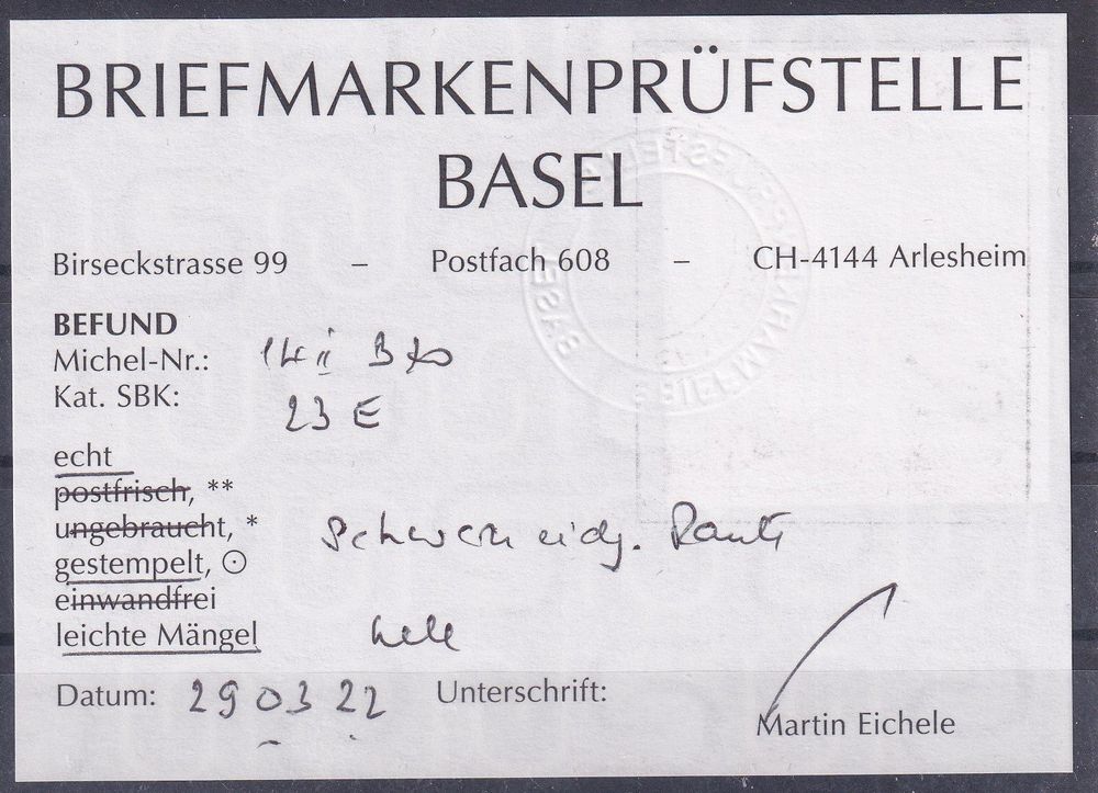 Strubel 23E, mit Befund, SBK 600.-!! | Kaufen auf Ricardo