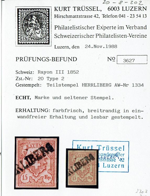 RAYONIII 15RP NO20 T2 STAB HERRLIBERG BEFUND | Kaufen auf Ricardo