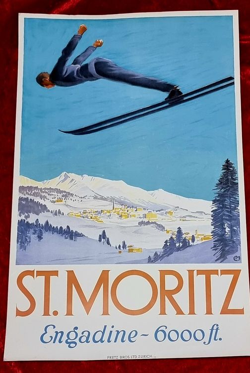 Poster *St. Moritz, Engadine - 6000 ft, 1924*. (Gebraucht) in Reinach ...