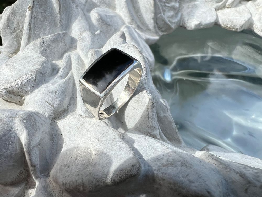 Ring Silber mit Onyx GR 53- schlicht im Art Deco Stil | Kaufen auf Ricardo