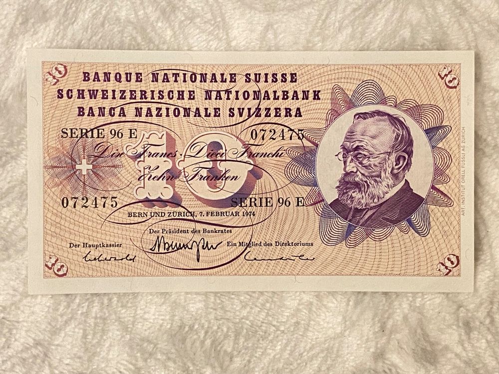 sehr schöne Schweizer 10 Franken - alte Banknote 1974 (Gebraucht) in ...