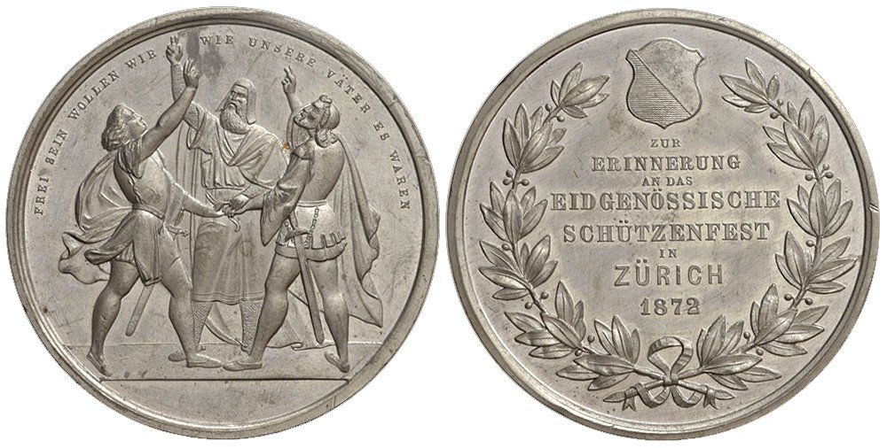 b- Zurich, Medaille 1872, Schützenfest (Gebraucht) in Chiasso für CHF 99 – mit Lieferung auf ...