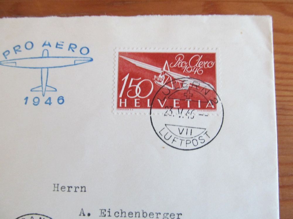 "PRO AERO" FLUGPOST von 1946 nach Basel | Kaufen auf Ricardo